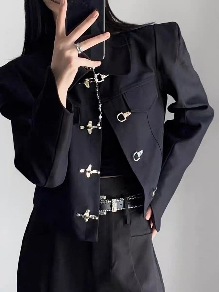 women retro Yaosi metal button coat suit Long sleeve Japanese jacket | eBay