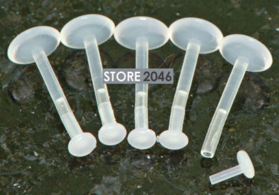 5 Pc 16g 3/8" Acrylic Bio flex Lip Labret Retainer with Push In Top No ...