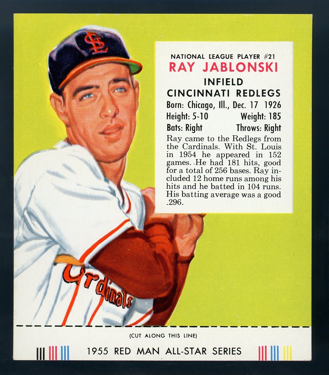 1955 Red Man #21 Ray Jablonski NEAR MINT **BB-5733** | eBay