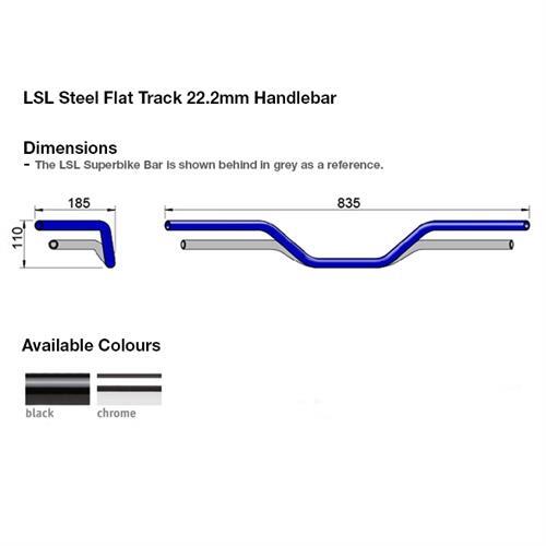 LSL Flat Track Steel Handlebar BLK 22.2mm Yamaha XS 650/750 Custom Bars ...