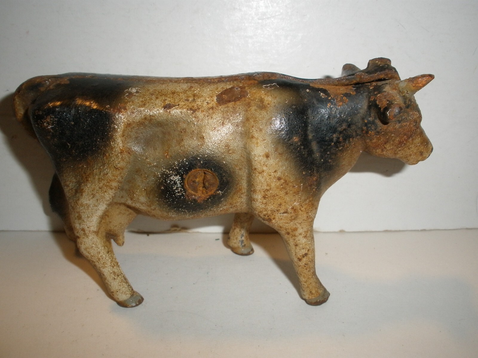 Vintage Cast Iron Cow Coin Still Bank Dairy Horned Slotted Screw | eBay