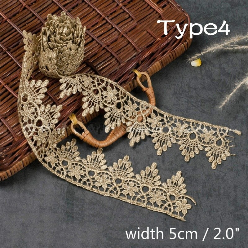 Gold Embroidered Lace Edge Trim Ribbon Decor Applique Retro DIY Sewing ...