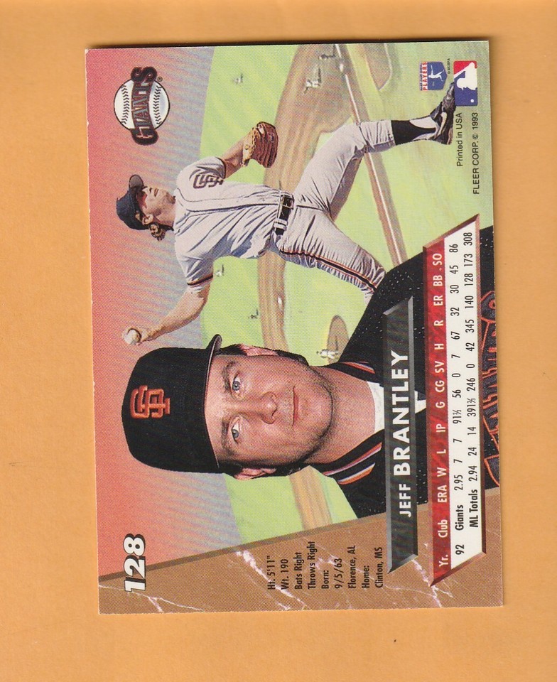Jeff Brantley San Francisco Giants 1993 Ultra #128 Cincinnati Reds ...