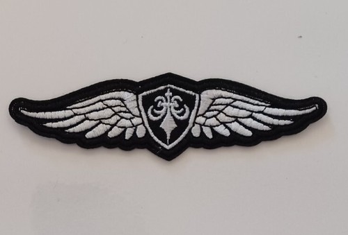 US Military Silver & Black Wings Iron On Patch Embroidery Army Navy ...