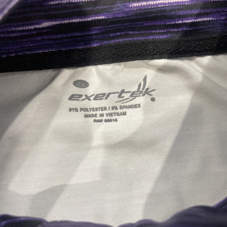 Exertek Womens Athletic Long Sleeve Top Purple Pattern Stretchy Top 2XL ...