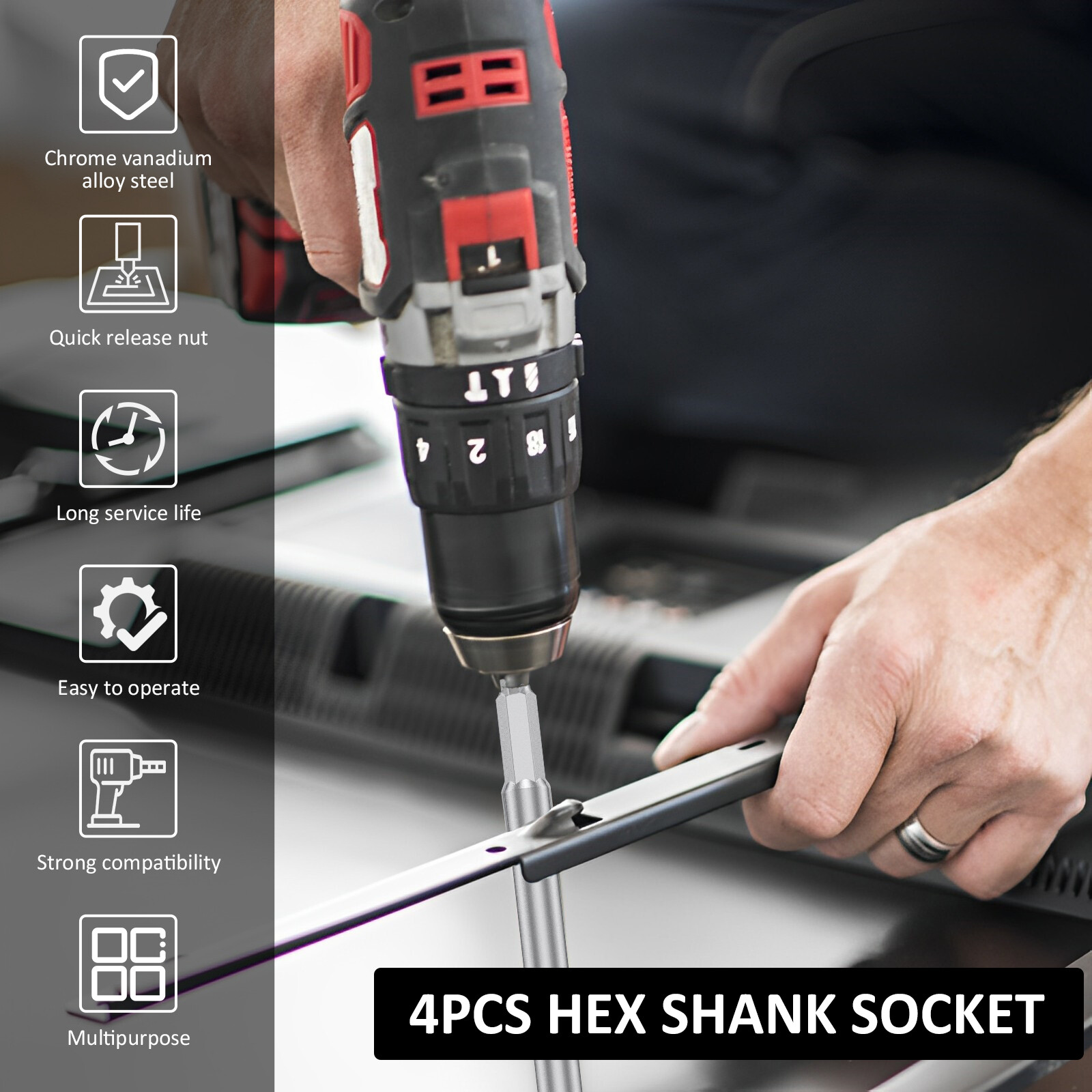 6Pcs Magnetic Nut Driver Long Impact Nut Driver 1/4inch Hex Shank to ...