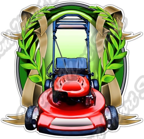 Lawn Mower Crest Landscaping Garden Yard Car Bumper Vinyl Sticker Decal ...