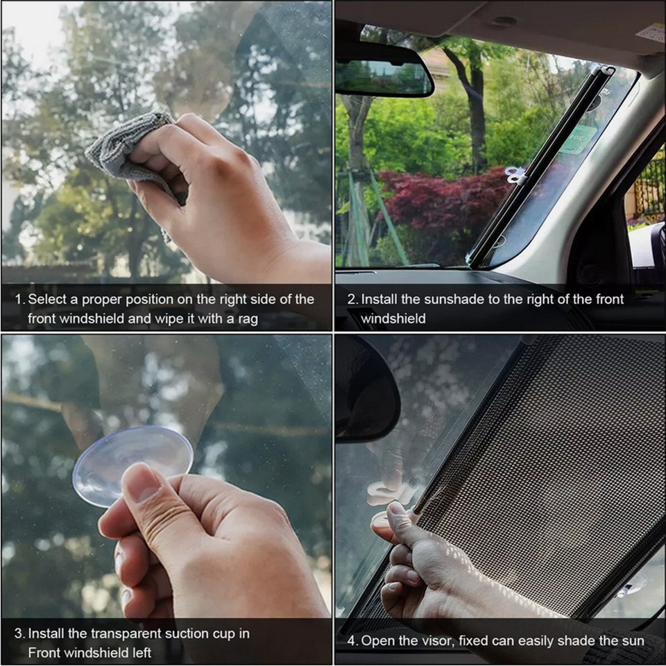 Retractable Silve Windshield Sun Shade Protector Front Window ...