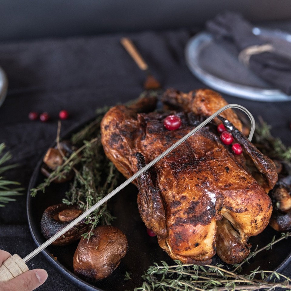 2 Pcs Stainless Steel Catch Hook Metal Hooks Grilling Utensil Meat ...