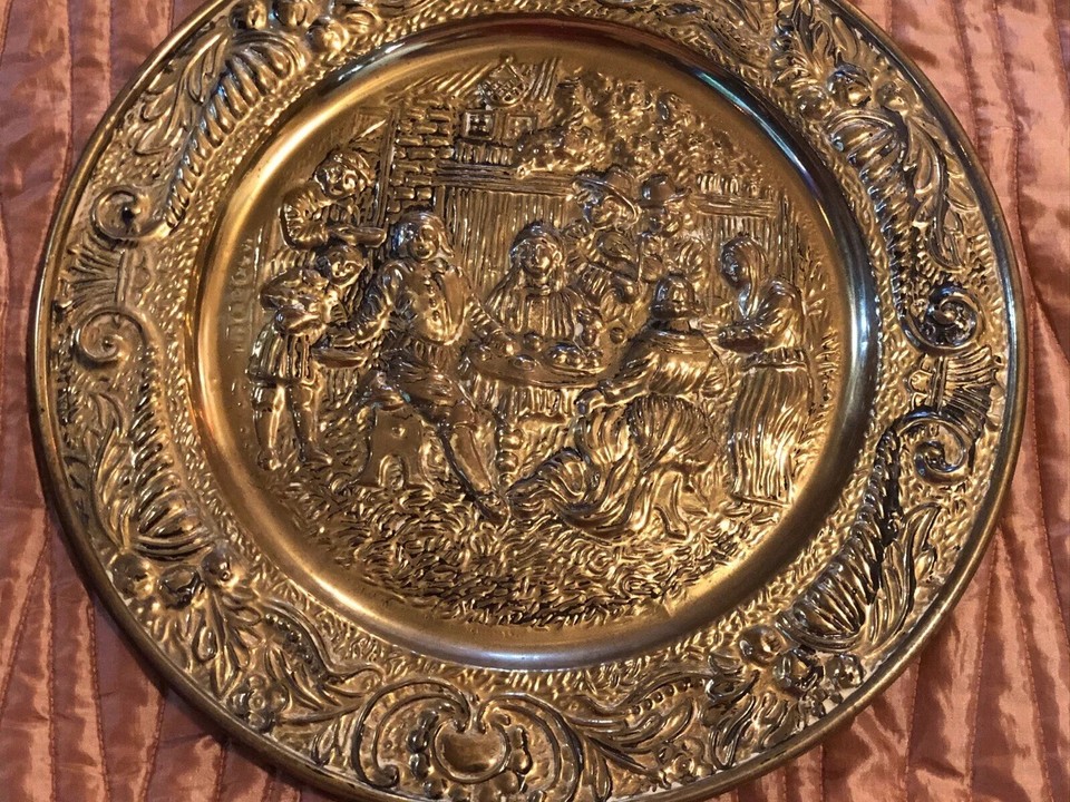 Vintage Peerage Embossed Brass Wall Plate 14 1/2" Made in England ...