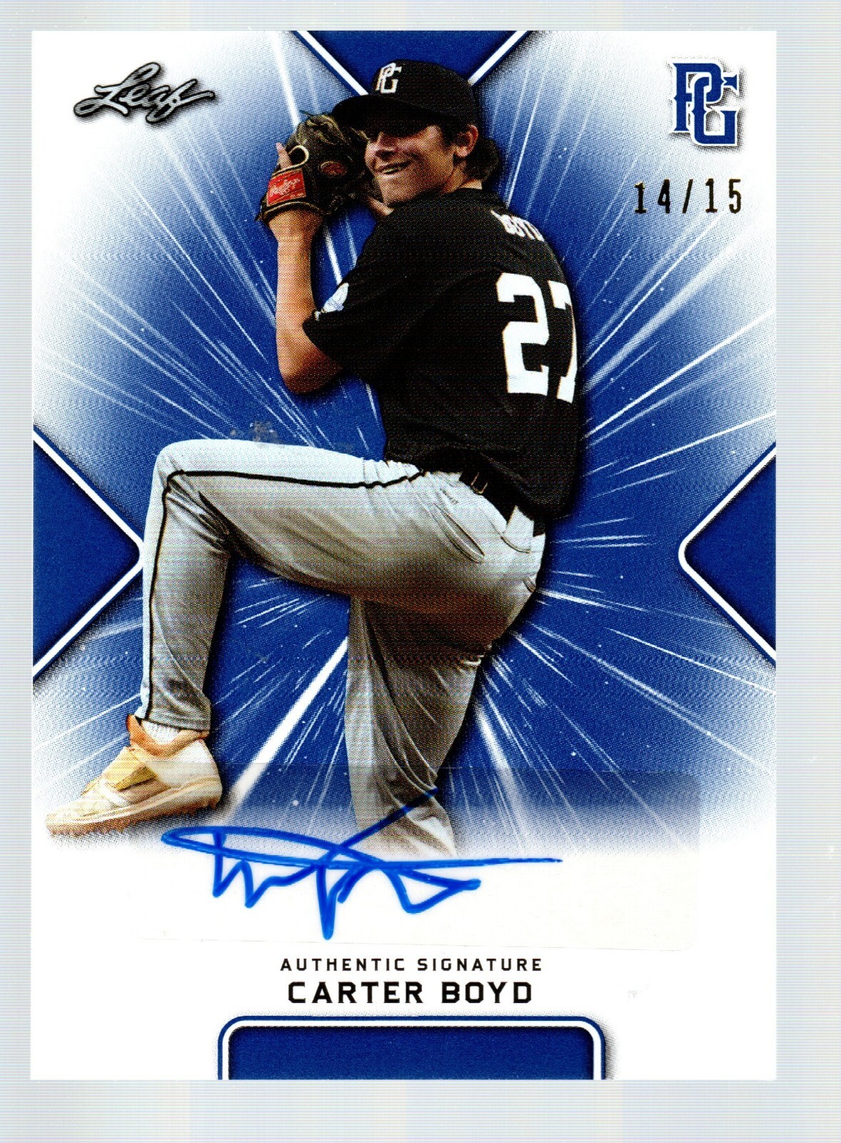 2021 Leaf Perfect Game Showcase Autographs Blue #BACB1 Carter Boyd 14/ ...