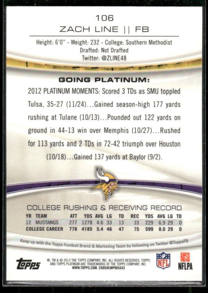 Zach Line 2013 Topps Platinum #106 Rookie | eBay