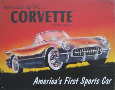 CORVETTE BY CHEVROLET AMERICA'S FIRST SPORTS CAR VINTAGE STYLE TIN ...