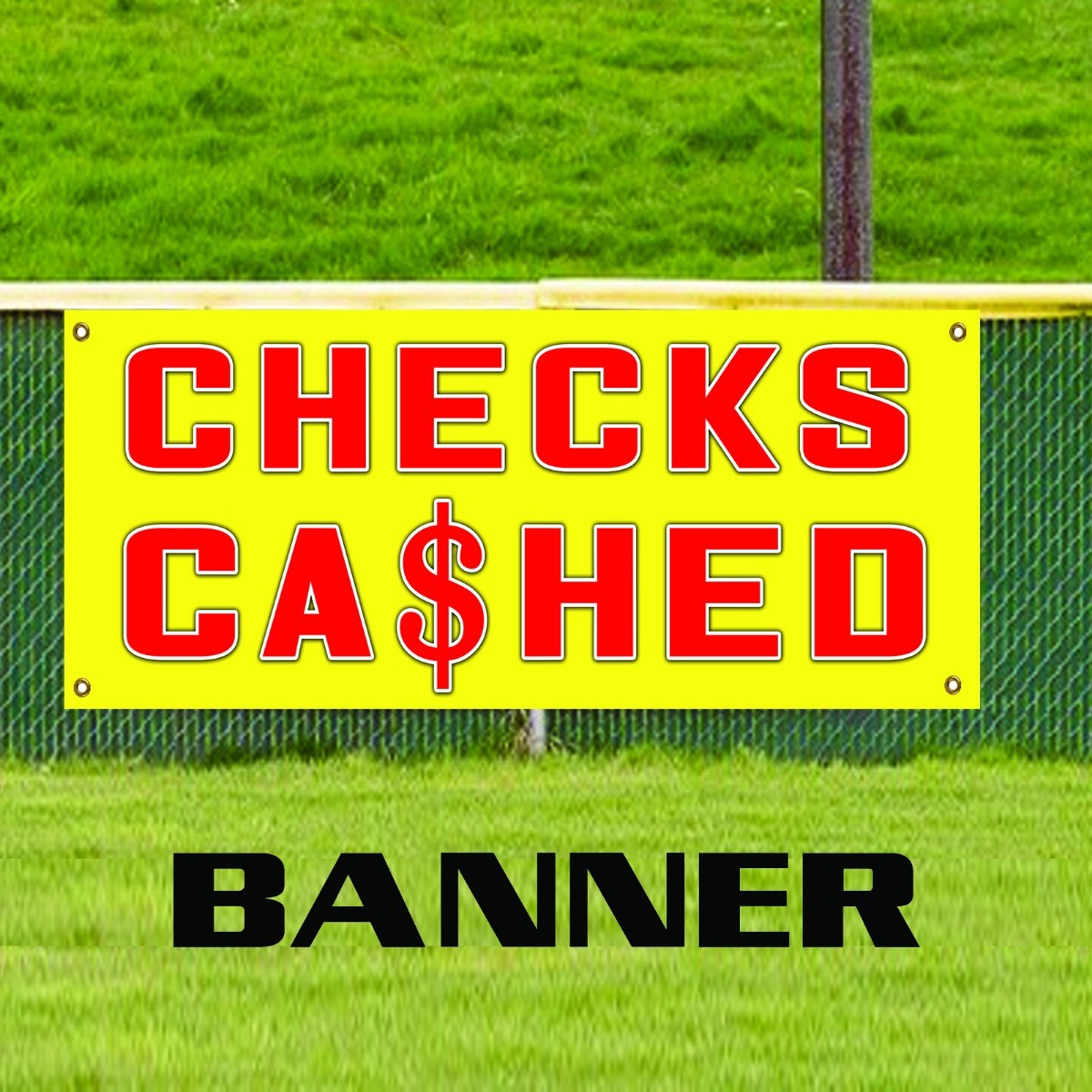 Checks Cashed Vinyl Banner Sign Cashing Cash Advance Fast Check ...