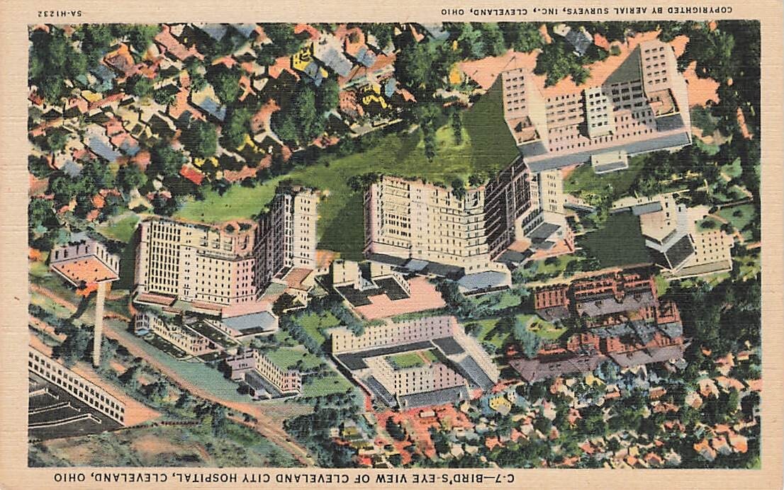 Postcard Bird's Eye View of Cleveland City Hospital Ohio NH1 | eBay