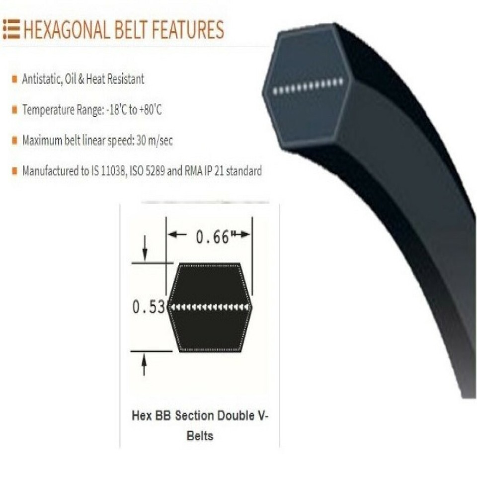 Ariens Replacement Belt 7200026/07200026 52"and 60"deck (5/8 x122) Hex ...