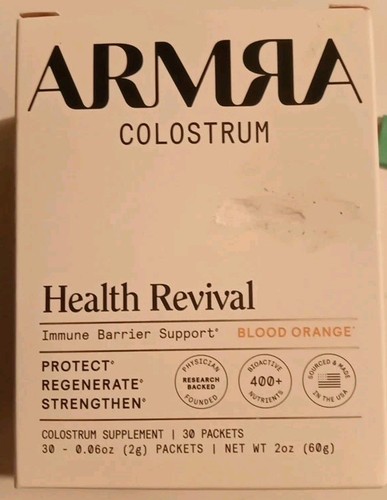ARMRA Colostrum Health Revival Blood Orange Immune Support 30 Pack Exp ...