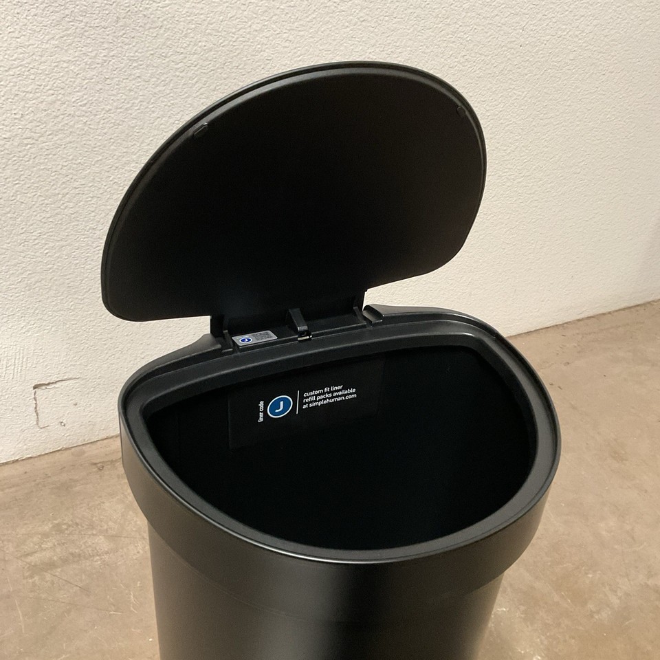 Simplehuman 45 L Semi-round Step Trash Can Matte Black Steel CW2099 | eBay