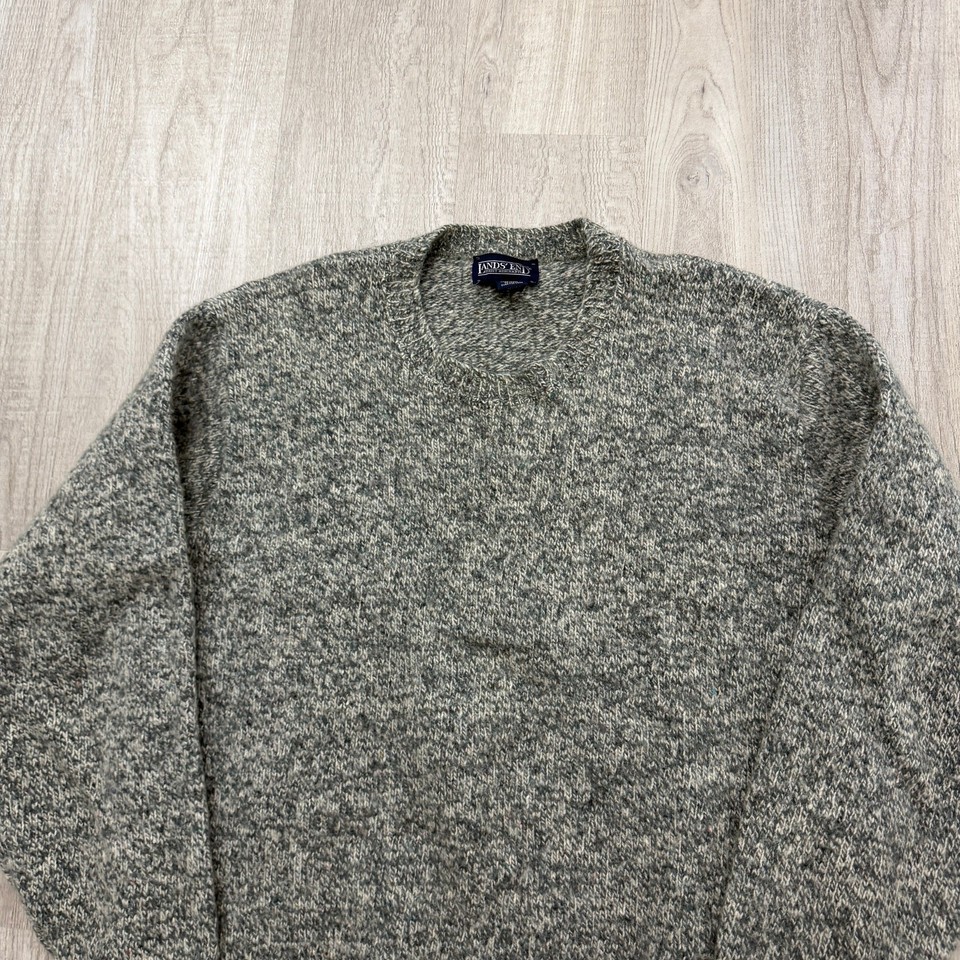 Vintage Lands End Wool Sweater Men's Large Tall Gray Crewneck Knit ...