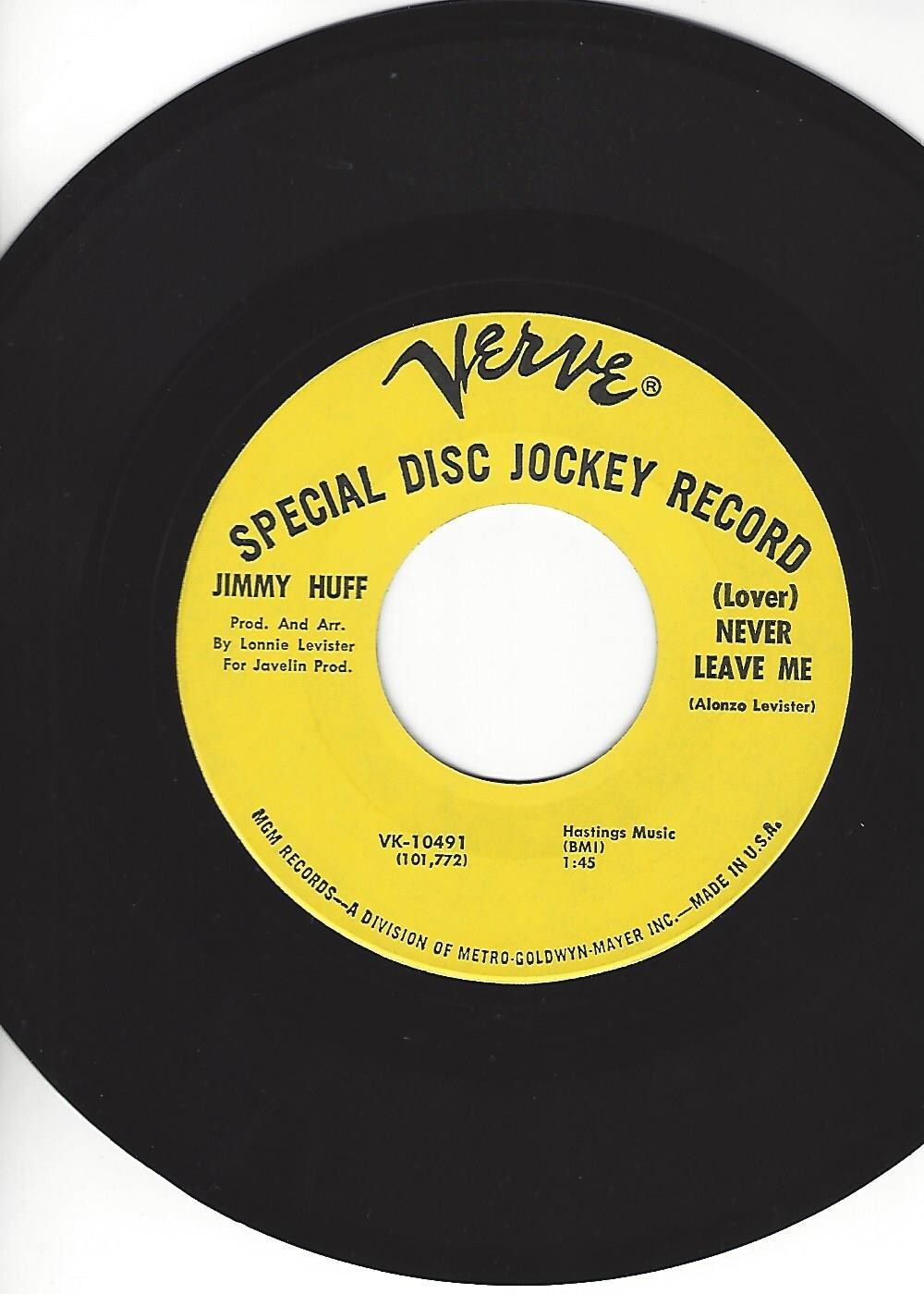 JIMMY HUFF-(LOVER) "NEVER LEAVE ME"/"TAKE MY HAND"- VERVE- PROMO ...