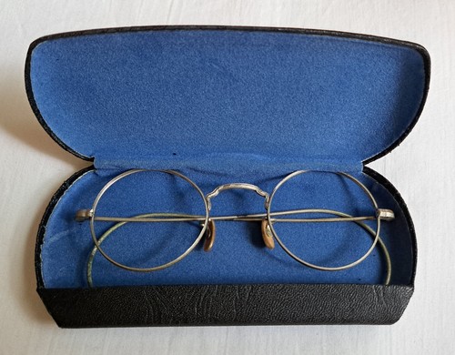 ANTIQUE SILVER WIRE RIM EYEGLASSES FRAMES WITH CASE | eBay