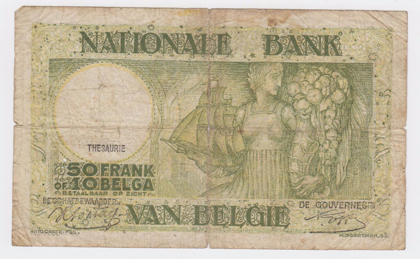 Belgique banknotes - 50 Francs ou 10 Belgas Banque Nationale de ...