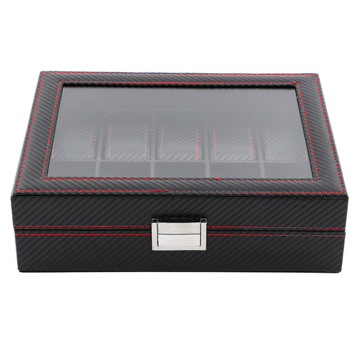 NEW 10 Slot Watch Box Stylish Carbon Fiber Display Storage For Watch ...