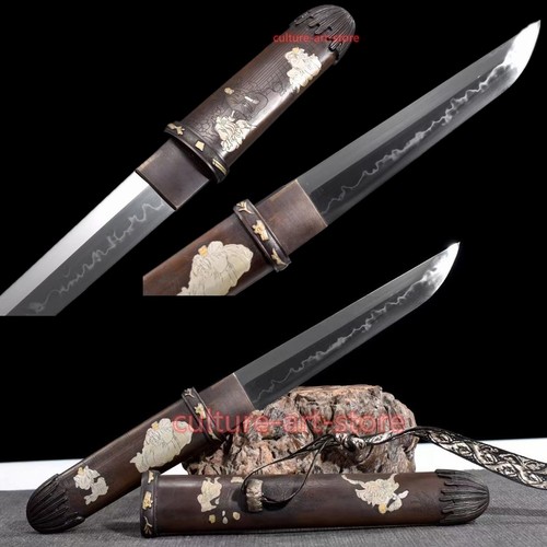 Japanese Traditional Tanto Handmade Clay Tempered T10 Steel knife Sharp ...