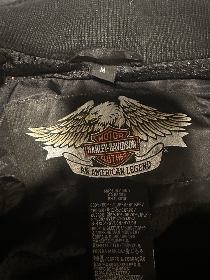 Harley-Davidson Jacket Mens Medium Black Orange Nylon Bar Shield Logo ...