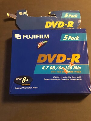 FUJIFILM 5 Pack DVD-R Blank Digital Versatile Disc Recordable | eBay