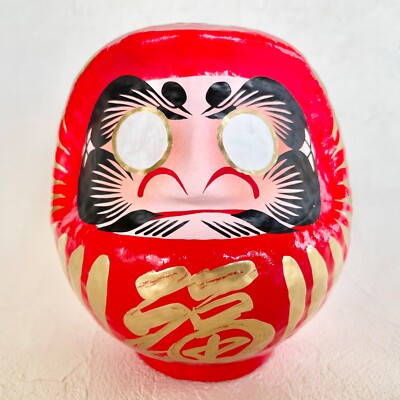 Japanese Red DARUMA /4”H/ Good Luck Success Artist “OSAMU” Hand Made in ...