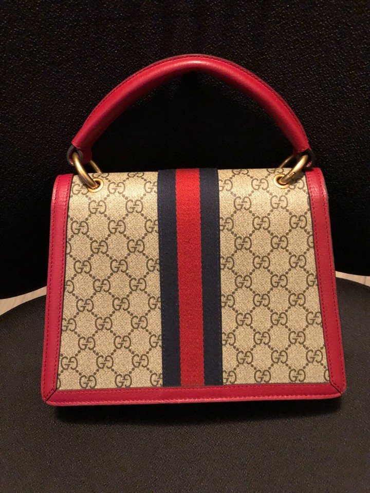 GUCCI Queen Margaret Bee GG Supreme Canvas Bag Red Guaranteed ...