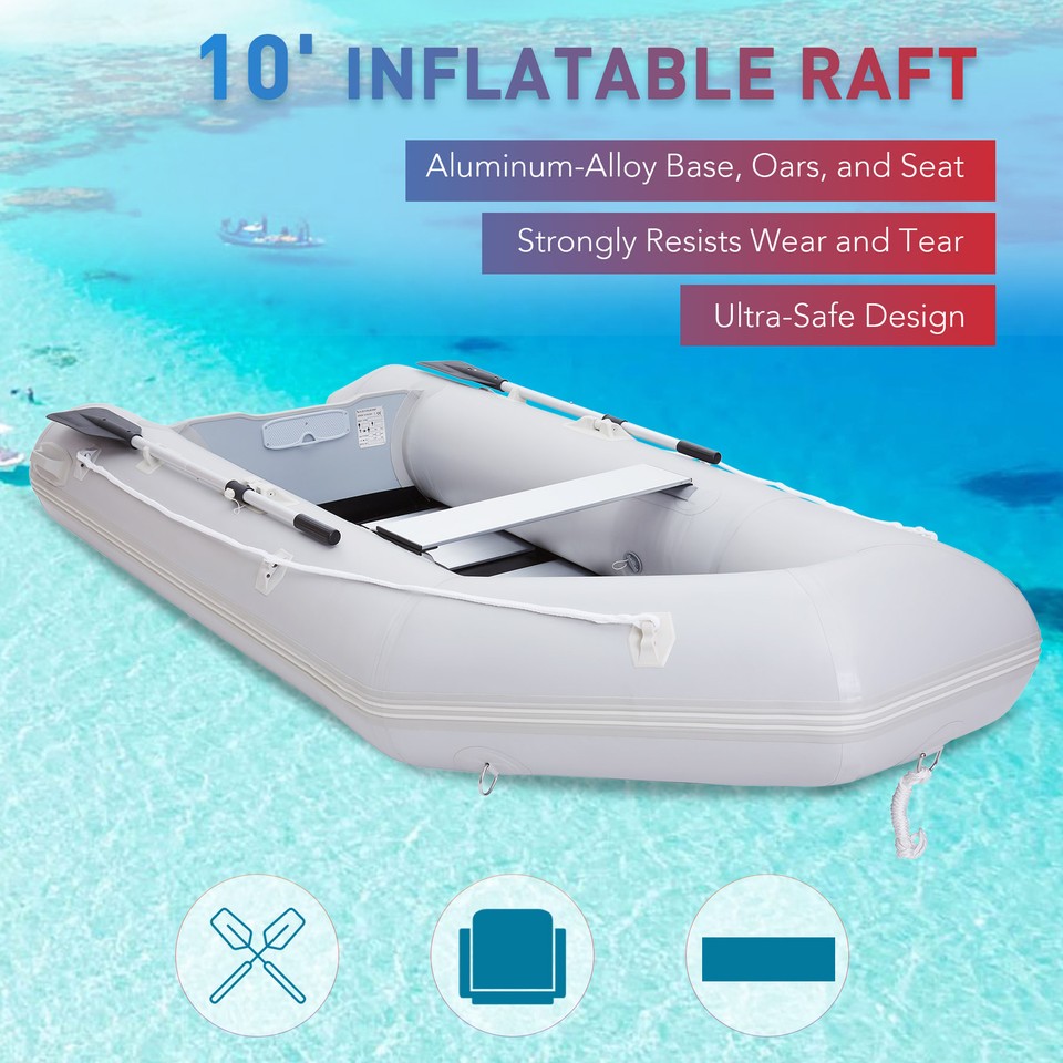 10ft Inflatable Boat w/pump Raft Fishing Dinghy Tender Pontoon Rescue ...