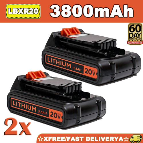 2PACK 20V 3.8Ah Lithium-ion Battery for BLACK DECKER 20 Volt LBXR20 ...