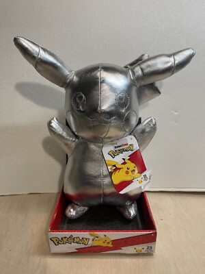 Pikachu Plush Silver Pokemon 25th Anniversary Chrome Gamestop - New w ...
