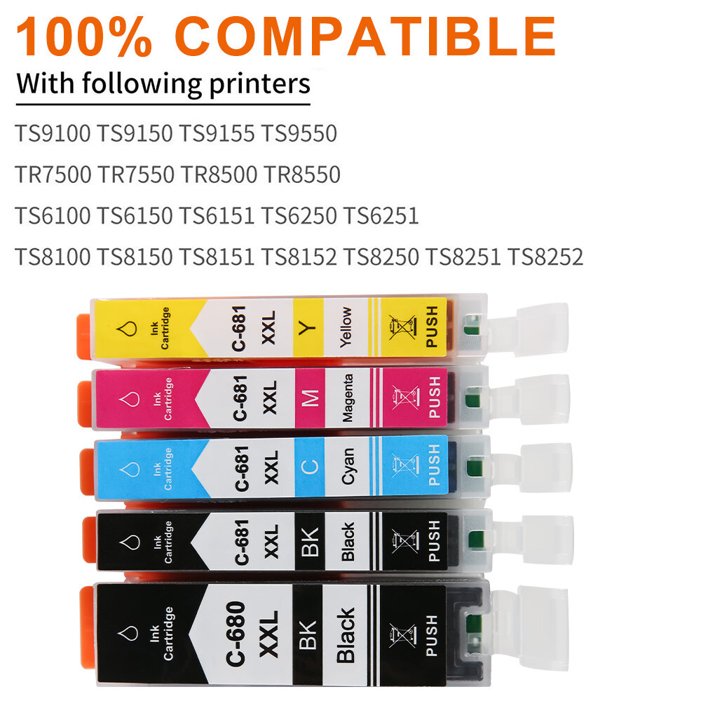 5x PGI-680XXL CLI-681XXL 680XL For Canon TS6360 Ink PIXMA TR7560 TR8560 ...