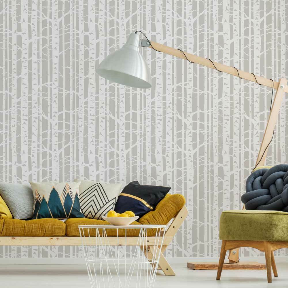 Birch Forest Wall Stencil - Large Stencils For Wall Painting Fast Easy ...
