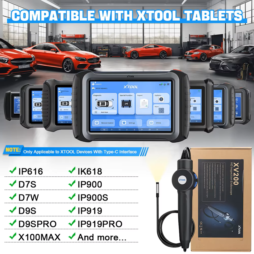 2025 XTOOL XV200 HD 1080P Endoscope Camera Car Inspection Borescope For ...