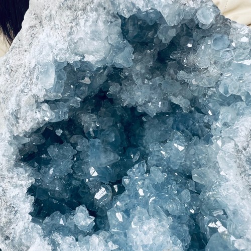 27.39LB NaturalBeautiful Blue Celestite Crystal Geode Cave Mineral ...