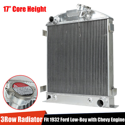 17"High 3Row Radiator Fit 1932 Ford Low-Boy Chop Hot Rod w/Chevy Engine ...