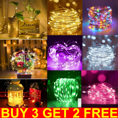 20/30/50 LED Battery Micro Rice Wire Copper Fairy String Lights Party ...
