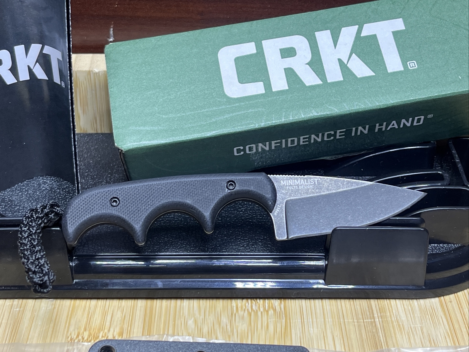 CRKT Compact Fixed Blade Knife: Minimalist Black Drop Point Neck Knife ...