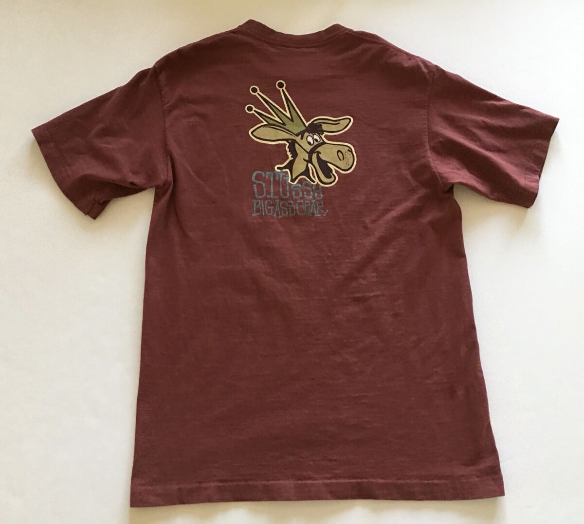 Vtg Stussy Big Ass Gear T-Shirt Maroon Single Stitch Large Vtg Stussy Big Ass Gear T-Shirt Maroon Single Stitch Large