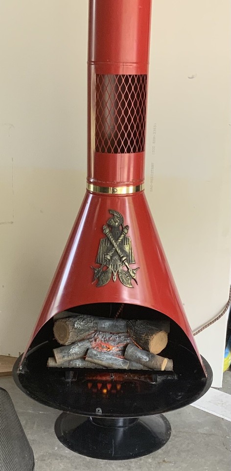 Mid Century Modern Red Cone Electric Fireplace Fully Functional | eBay