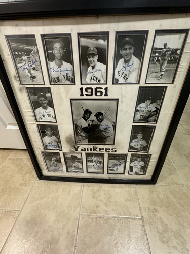 1961 YANKEES TEAM SIGNED POSTER FRAMED WITH COA MANTLE MARIS27x28! | eBay