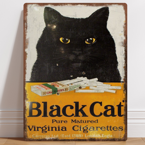 Black Cat Cigarettes Vintage Advert Aluminium Metal Sign Wall Art ...