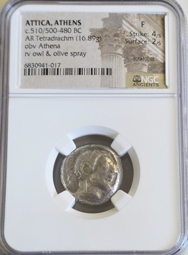 Attica Athena Early Issue Tetradrachm NGC Fine Ancient Silver Owl Coin | eBay