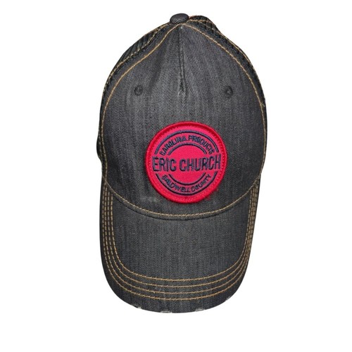 Eric Church Charcoal Denim Snap back trucker distressed hat merch ...