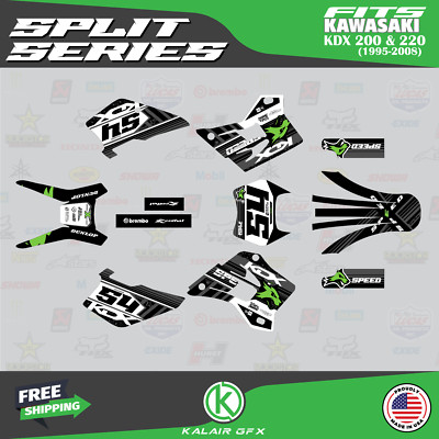 Graphics Kit for KAWASAKI KDX 200 220 (1995-2008) Split- Green | eBay