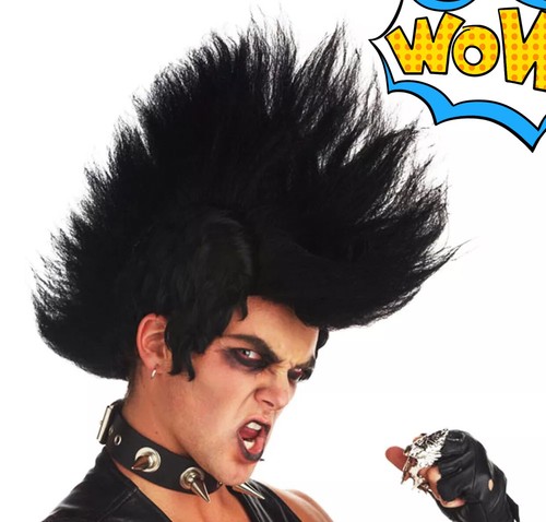 Men Unisex Punk Rock Mohawk Wig Halloween Black Costume Party Fancy ...